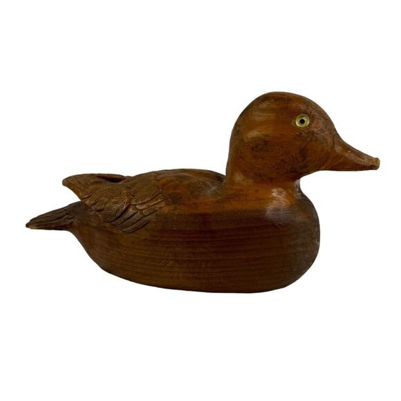 Accents | Hand Carved Wooden Duck Decoy Signed P Buck 1983 | Poshmark